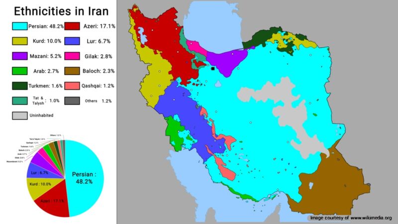 Detailed Iran Ethnic Map Azeri, Lur ... | Destination Iran