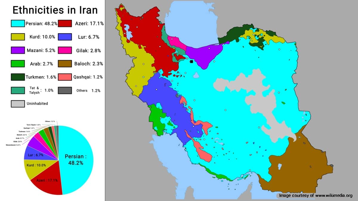 Detailed Iran Ethnic Map Azeri, Lur ... | Destination Iran